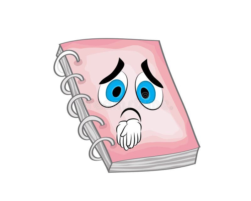 Sad Cartoon Illustration of Note Book Stock Illustration - Illustration ...