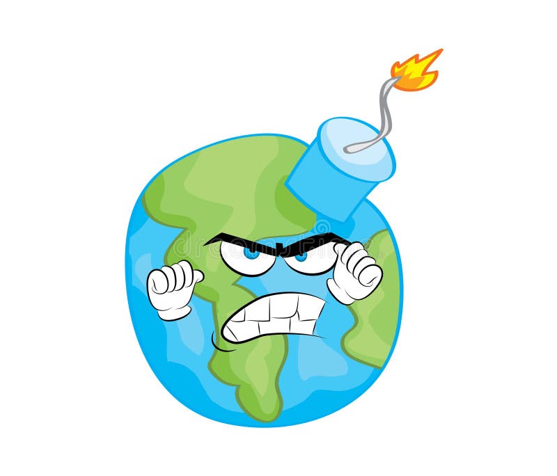 Angry World globe cartoon stock illustration. Illustration of agression ...