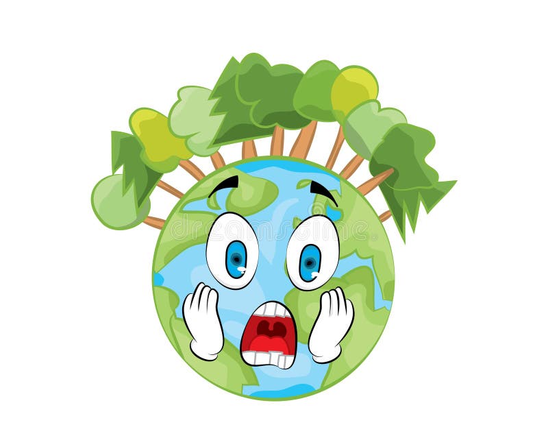 Scared Illustration of Earth Globe with Trees Stock Illustration ...
