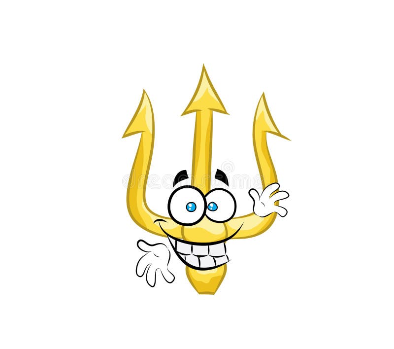 Happy Cartoon Illustration of Neptune Trident Stock Illustration ...