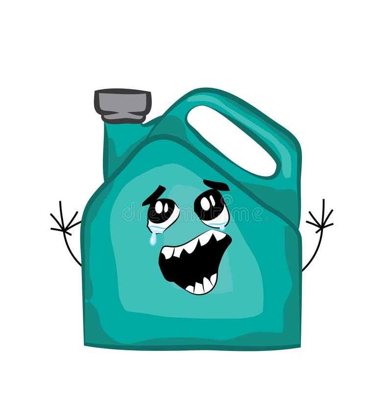 Crying Internet Meme Illustration of Green Plastic Bottle of Motor Oil ...
