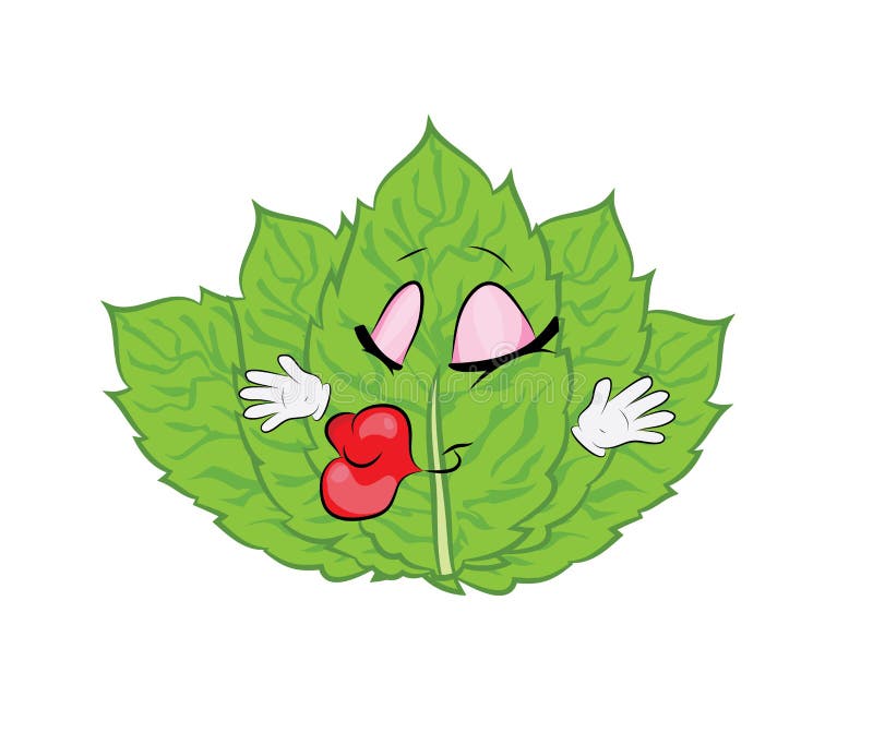 Kissing Cartoon Illustration of Fresh Mint Leaves Stock Illustration ...