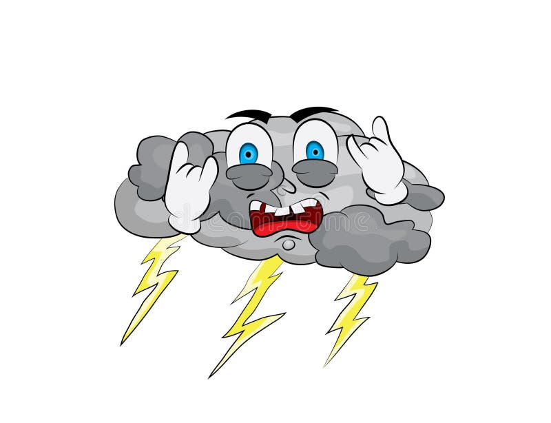 Punk Cartoon Illustration of Cloud with Thunder Stock Illustration ...