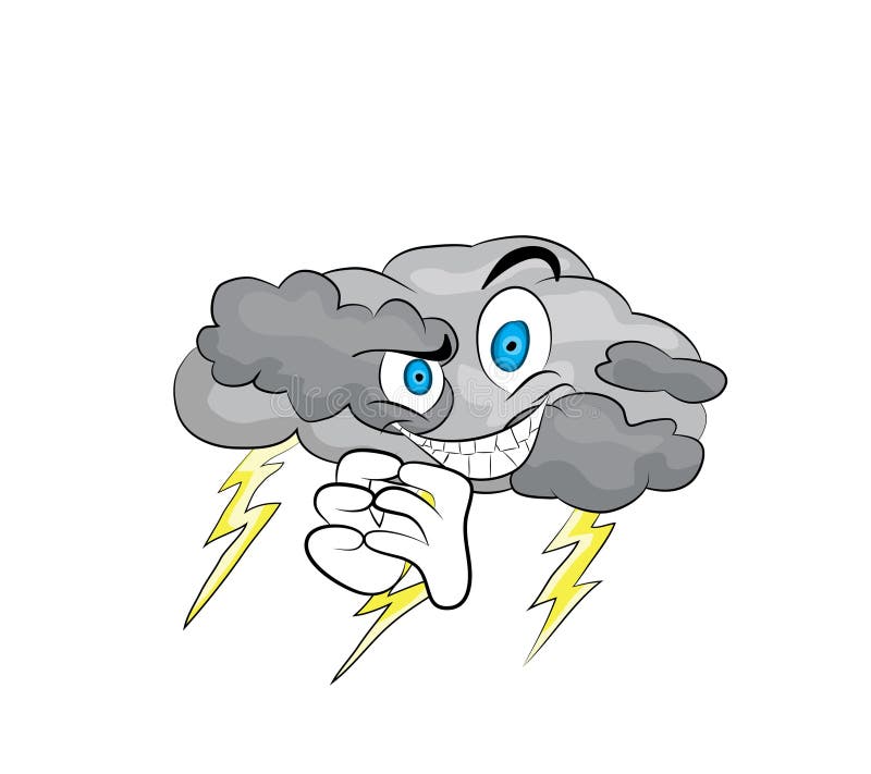 Evil Cartoon Illustration of Cloud with Thunder Stock Illustration ...