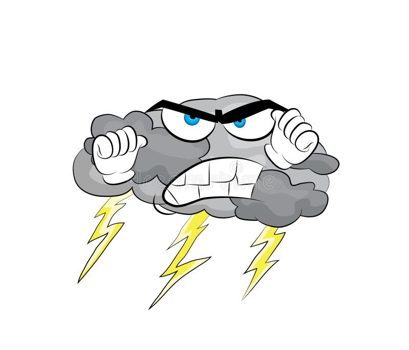 Angry Cartoon Illustration of Cloud with Thunder Stock Illustration ...