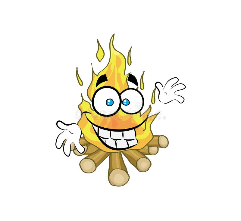 Happy Fire Cartoon Character Stock Illustration - Illustration of funny ...