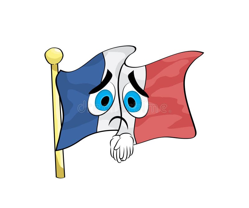 Sad Cartoon Illustration of France Flag Stock Illustration ...