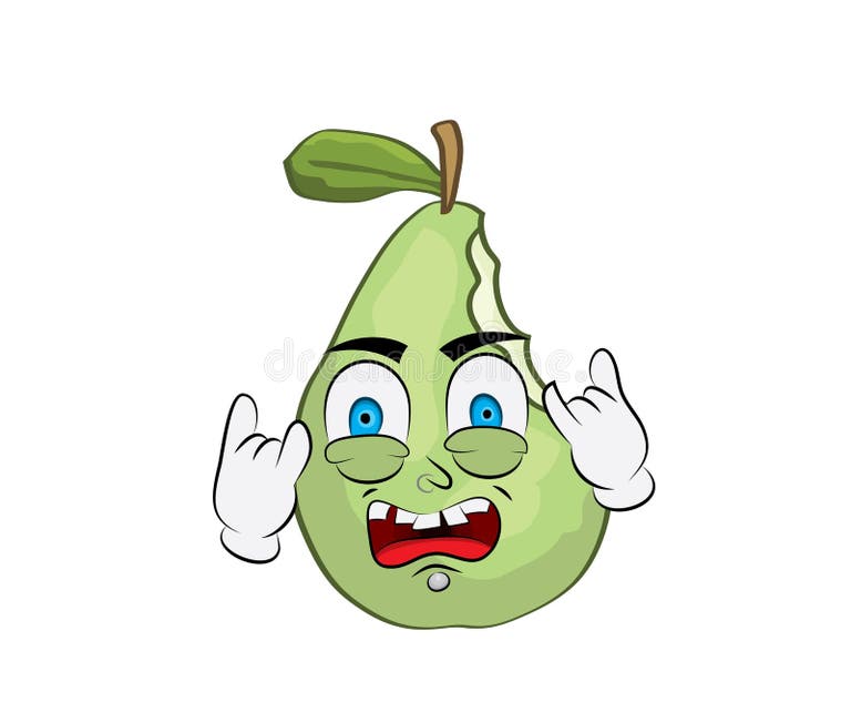Punk Cartoon Illustration of Bitten Pear Stock Illustration ...