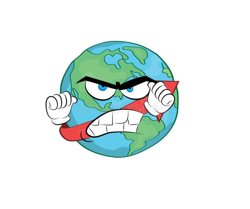 Angry World globe cartoon stock illustration. Illustration of agression ...