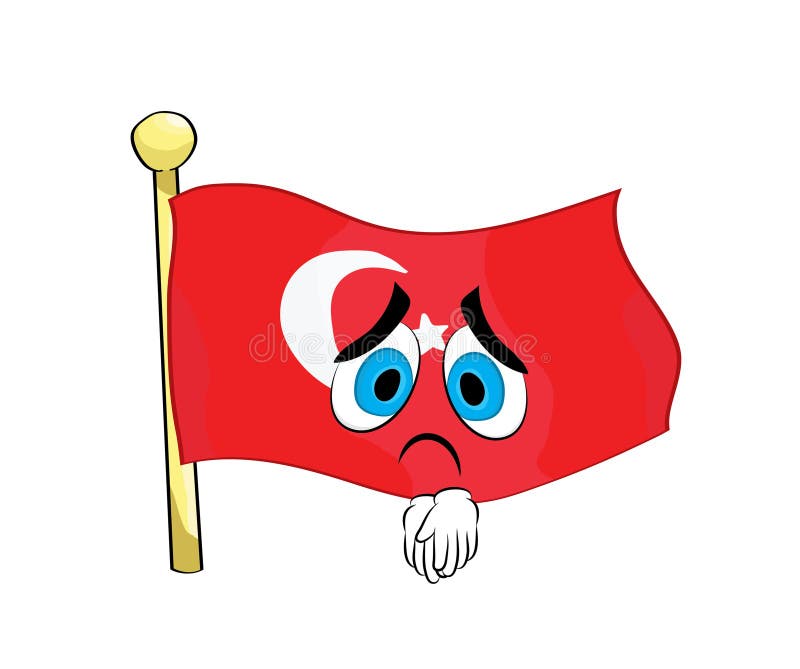 Sad Cartoon Illustration of Turkey Flag Stock Illustration ...