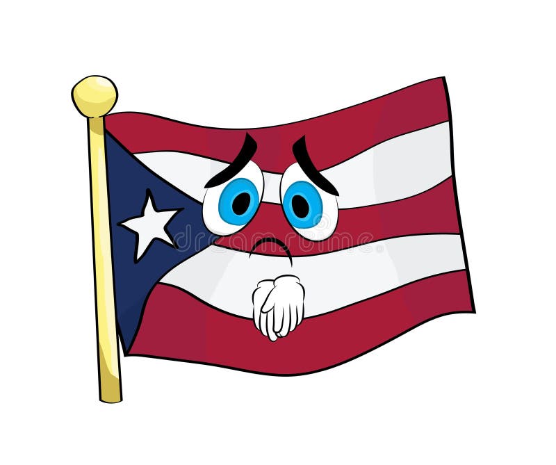 Sad Cartoon Illustration of Puerto Rico Flag Stock Illustration ...