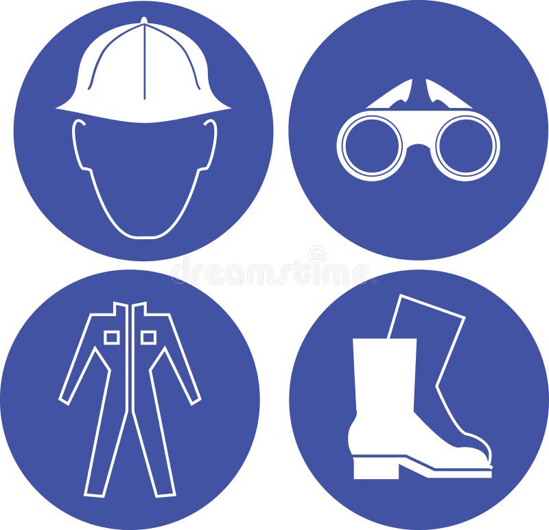 Veiligheids Op Het Werk Blauwe Tekens Vector Illustratie - Illustration ...