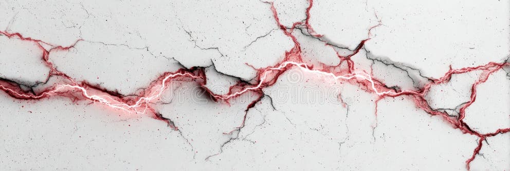 Electric Cracks Form Vivid Patterns with Red Lightning Veins Creating a ...