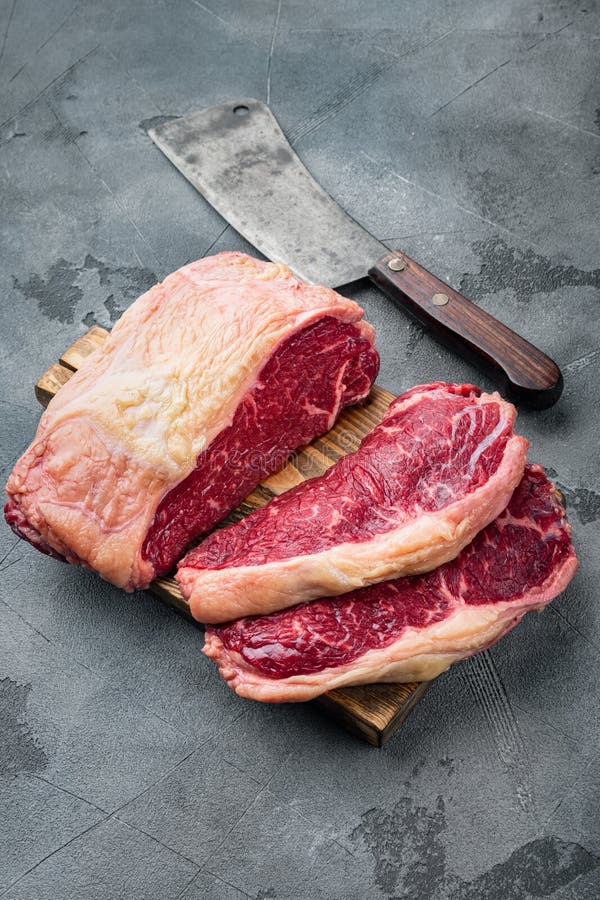 Veiny Steak, Marbled Beef Meat, on Black Wooden Background Stock Photo ...