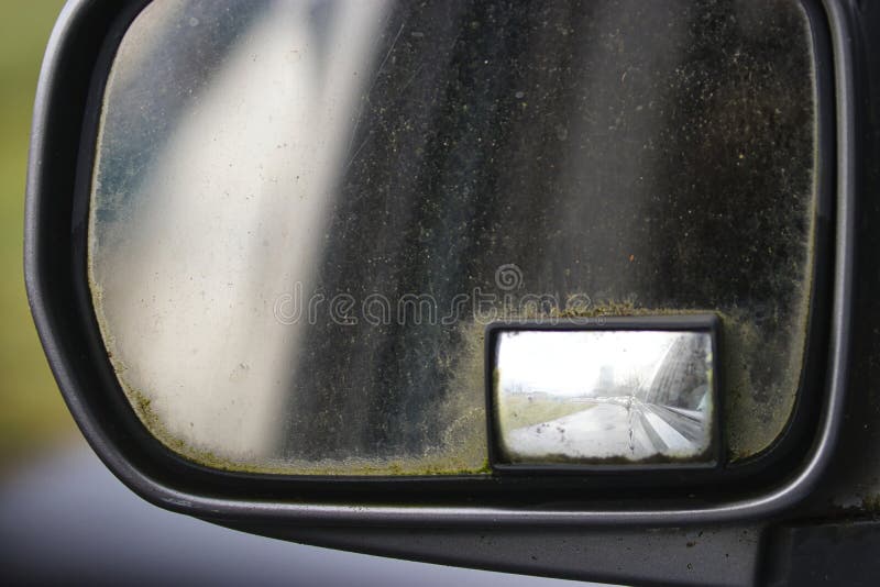 Veiw through a Grimy Old Car Mirror Stock Photo - Image of raindrop ...