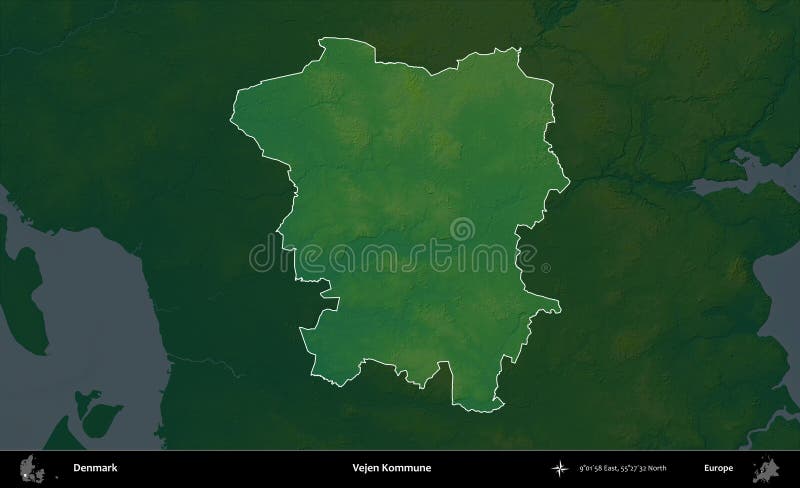 Vejen Kommune Highlighted, Denmark. Physical Stock Illustration ...