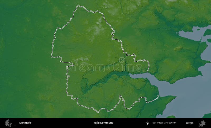 Vejle Kommune Outlined, Denmark. Physical Stock Illustration ...