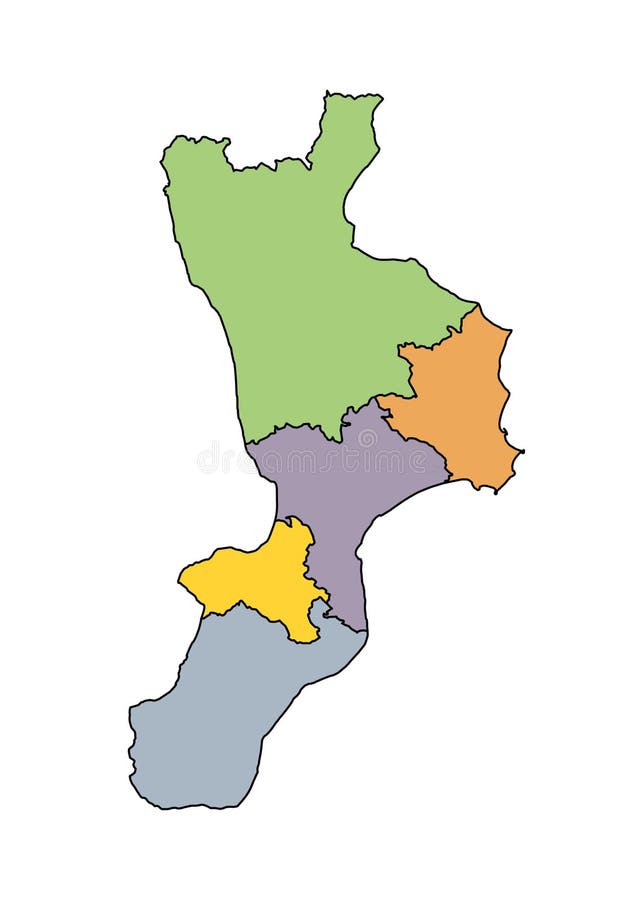 Karta över Kalabrien vektor illustrationer. Illustration av lopp ...