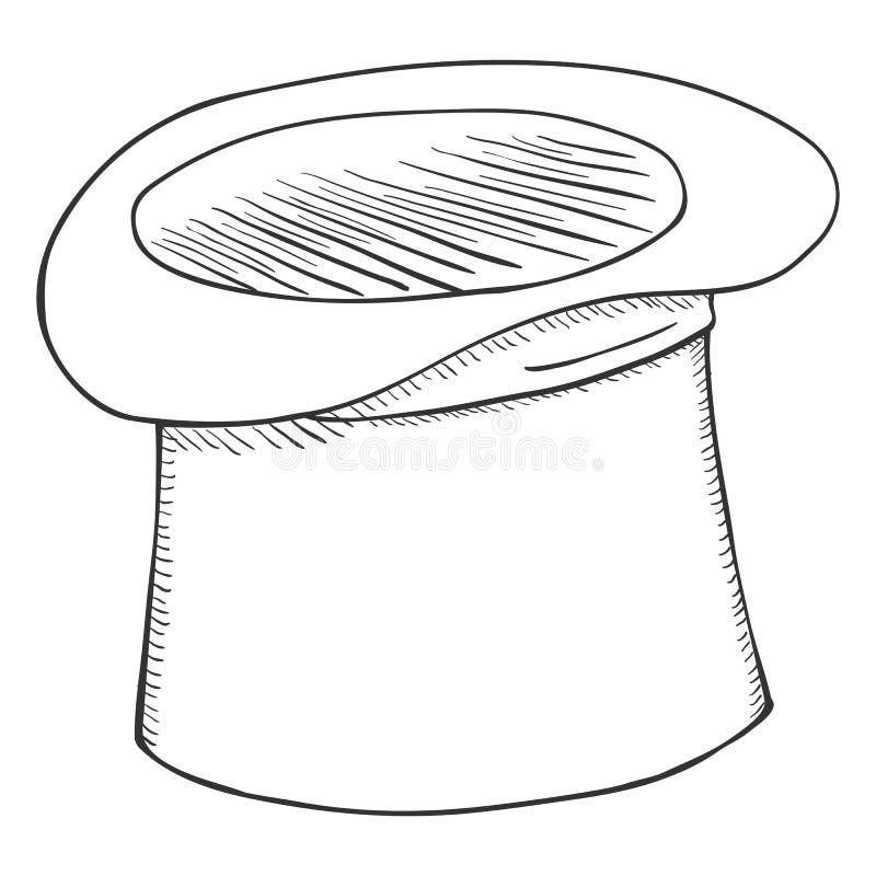 Vektor-einzelner Skizzen-Zylinder-Hut Vektor Abbildung - Illustration ...