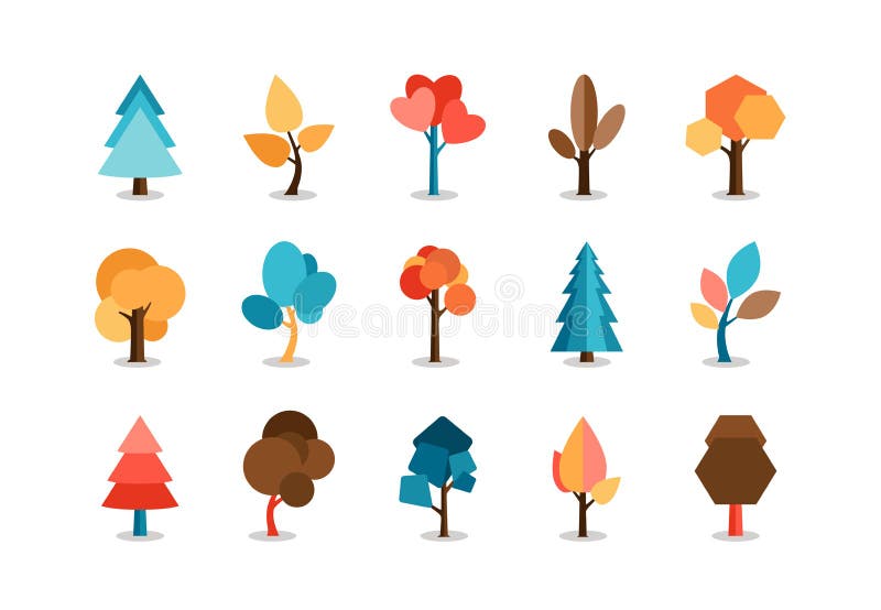 Assorted Colored Tree Icons Stock Illustrationen, Vektoren, & Kliparts ...