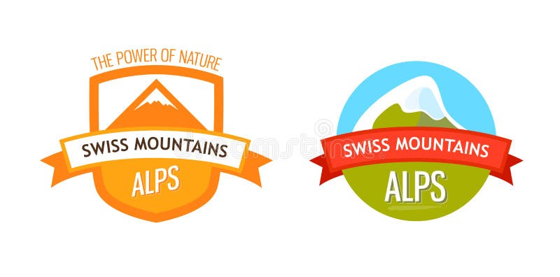 Logo von Schweizer Alpen vektor abbildung. Illustration von karikatur ...