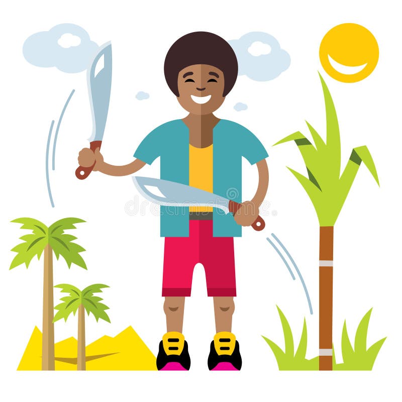 Vektor-Mann Mit Machete Flache Art Bunte Karikaturillustration Vektor ...