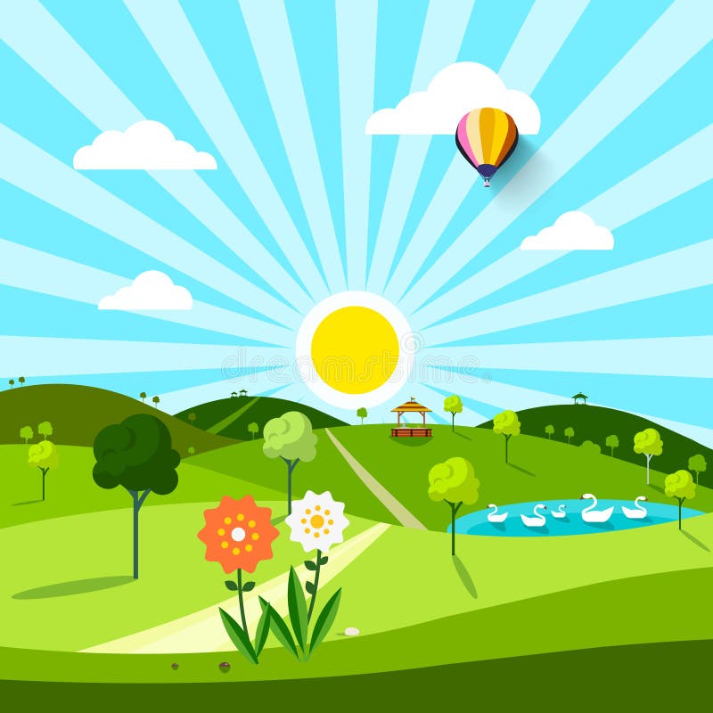 Vektor-Park Sunny Day Illustration Vektor Abbildung - Illustration von ...