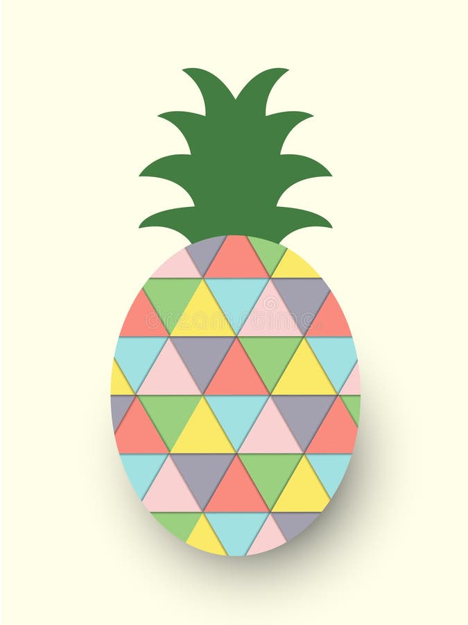 Vektor Retro-, Flache Design-Polygon-Ananas-Illustration Stock ...