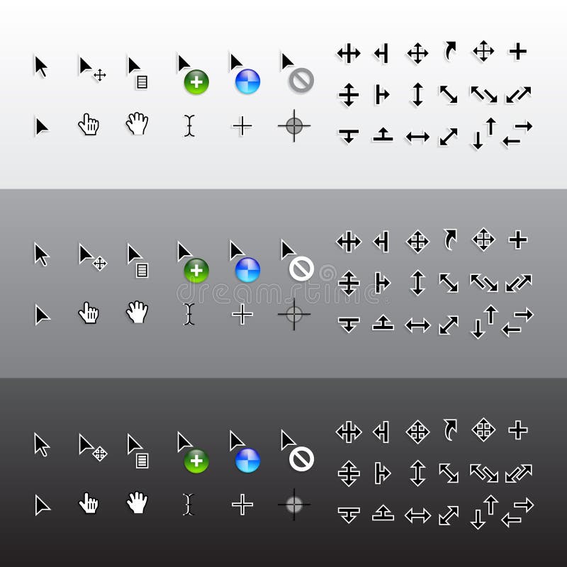 Vektor-Satz Mauszeiger-Cursor Vektor Abbildung - Illustration von unten ...
