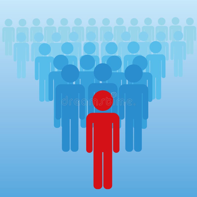 Vektorbild Av Folk Stickman, Ledaruppfattning Vektor Illustrationer ...