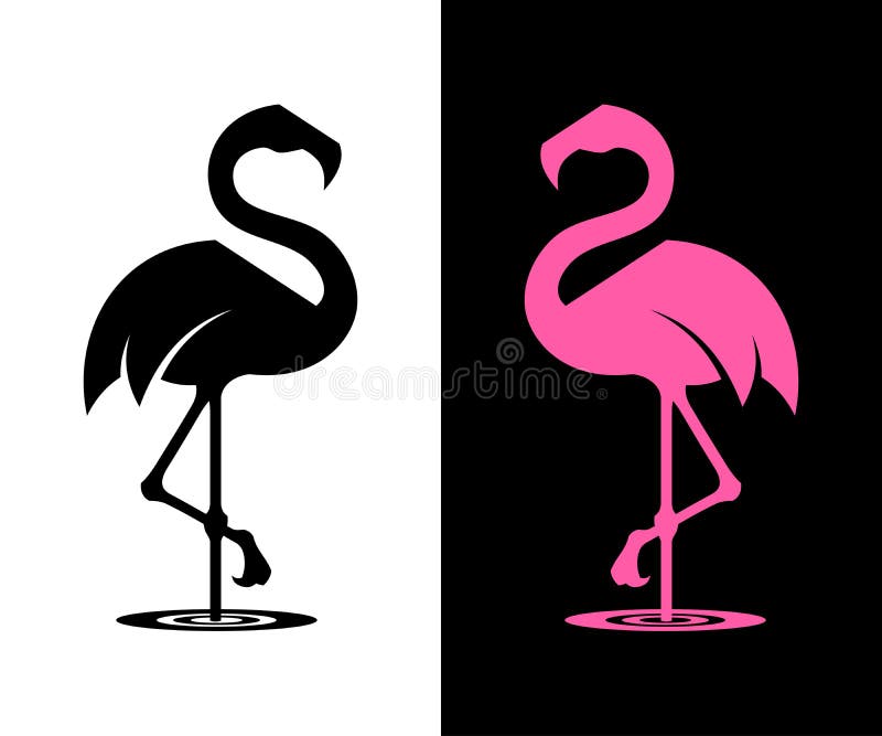 Flamingo Schattenbild Von Flamingos Ein Tropischer Vogel Vektor Zeichen ...