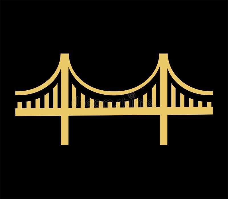 Golden Gate Bridge Symbol I Tecknad Filmstil Som Isoleras På Vit ...
