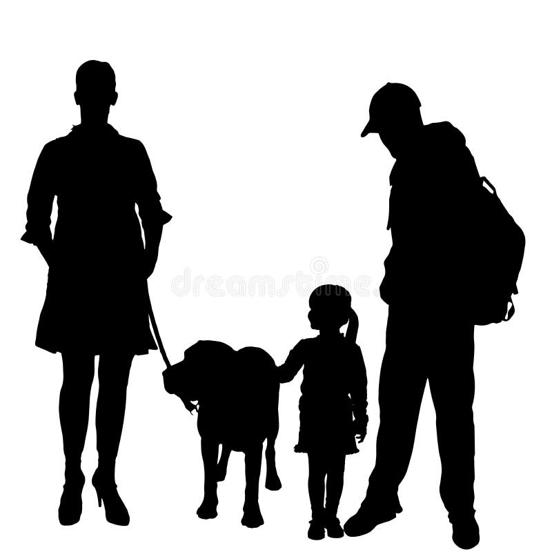 Vektorkontur Av Familjen Med Hunden Vektor Illustrationer ... Vektorkontur Av Familjen Med Hunden Vektor Illustrationer ...