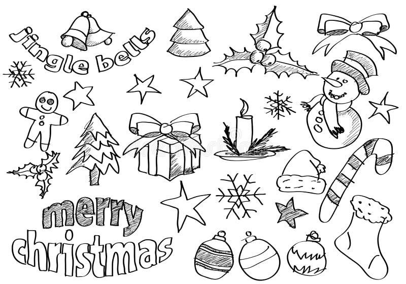 Vektorn Skissade Julsymboler Vektor Illustrationer - Illustration av ...