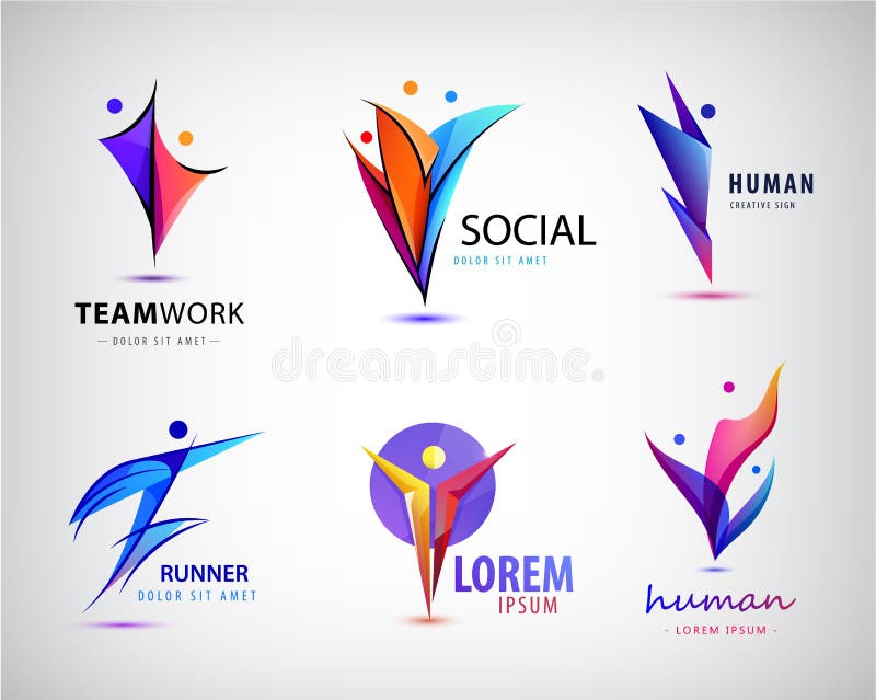 Vektorsatz Von Menschlichem, Mannlogos, Ikonen E Vektor Abbildung ...