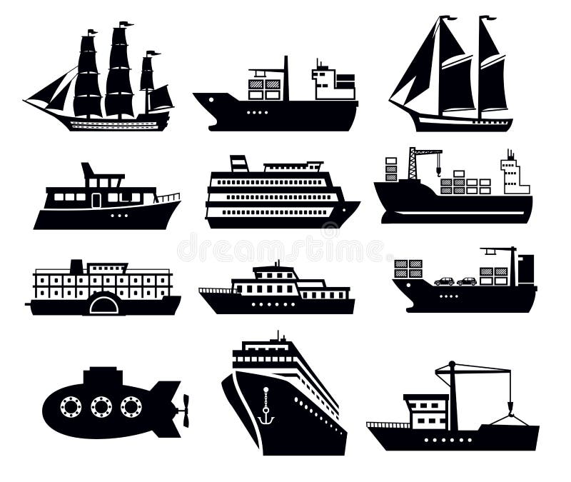 Boot und Schiff vektor abbildung. Illustration von industrie - 29791624