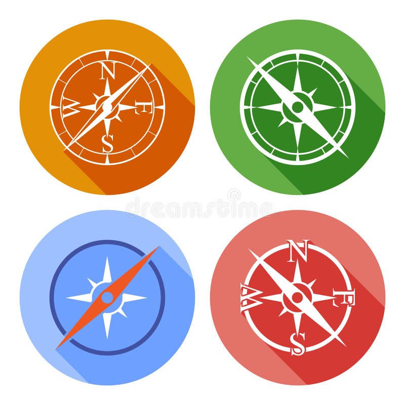 Vektorsymboler Som Visar Fyra Olika Passare Vektor Illustrationer ...