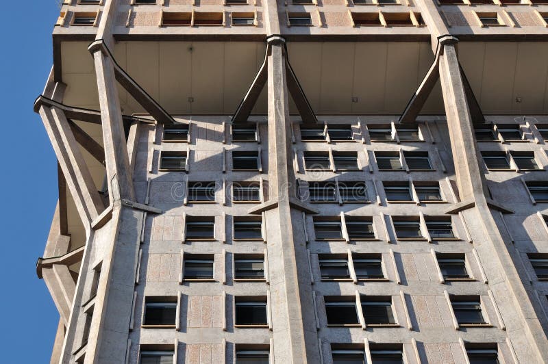 Velasca Tower Concrete Emboss, Milan Stock Photo - Image of ...