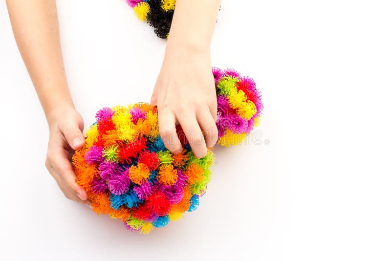 Elements of Children`s Designer of Velcro in Kid Hands,isolated on ...