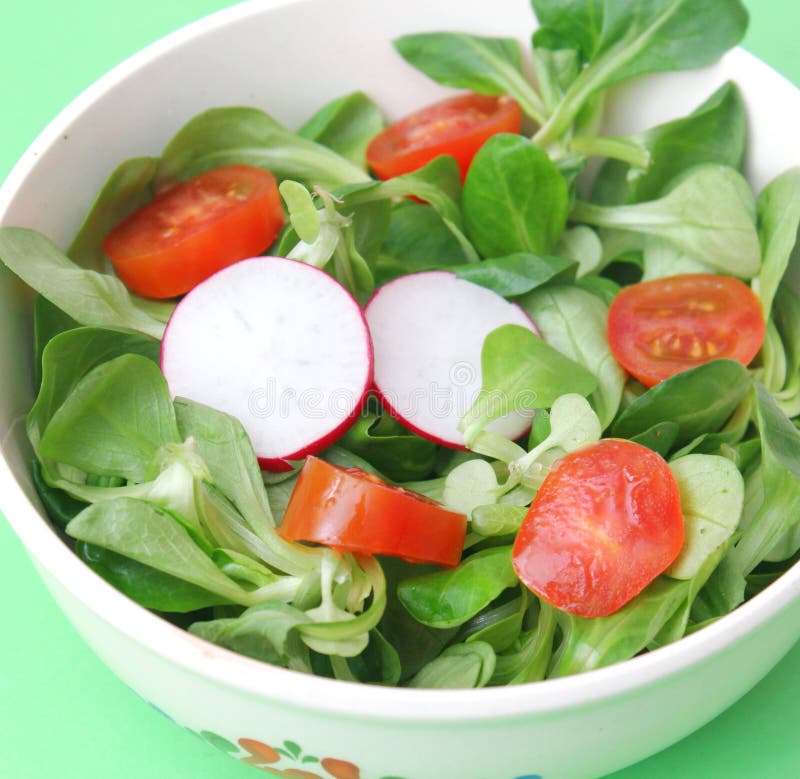 Veldsla Met Tomaten En Radijs Stock Foto - Image of snack, aanzet: 38919226