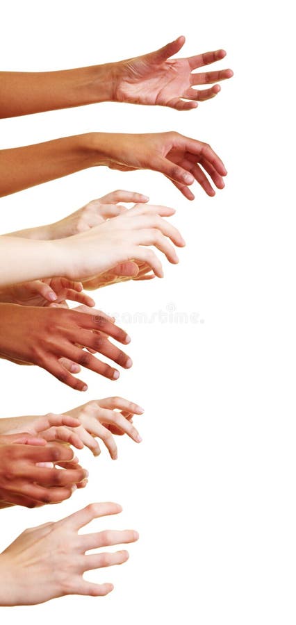 Vele Handen Die Aan De Kant Bereiken Stock Foto - Image of honger ...