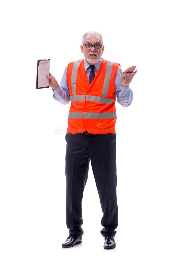 Velho Arquiteto Macho Isolado Em Branco Foto de Stock - Imagem de ...