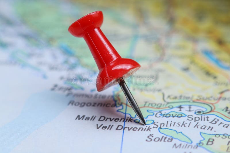 Veli Drvenik Island, Croatia Pin on Map Stock Image - Image of atlas ...