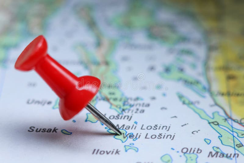 Veli Losinj, Croatia Pin on Map Stock Photo - Image of city, atlas ...