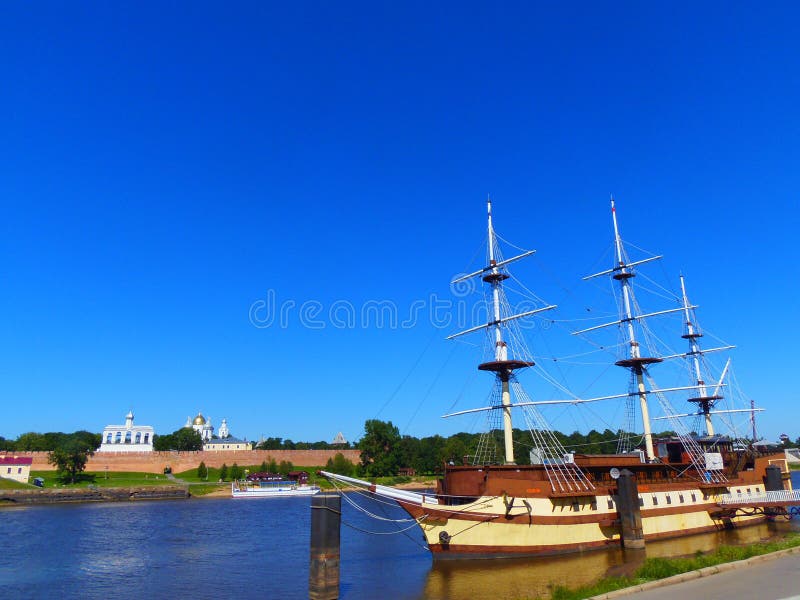 Veliky Novgorod and the Volkhov River Stock Image - Image of garden ...