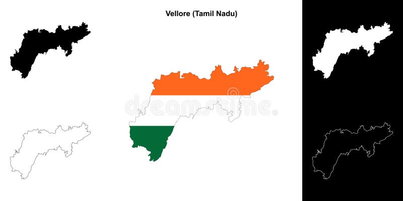 Vellore outline map stock vector. Illustration of area - 368885225