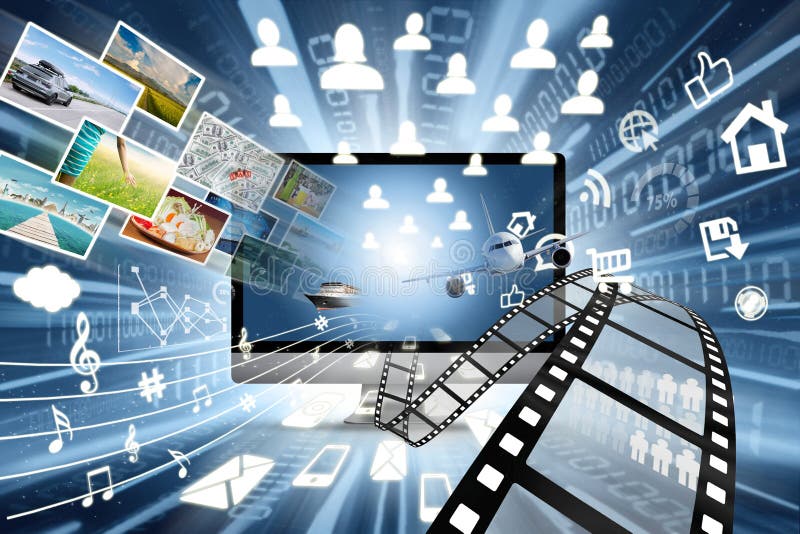 Internet Y Distribución De Los Multimedia Stock de ilustración ...