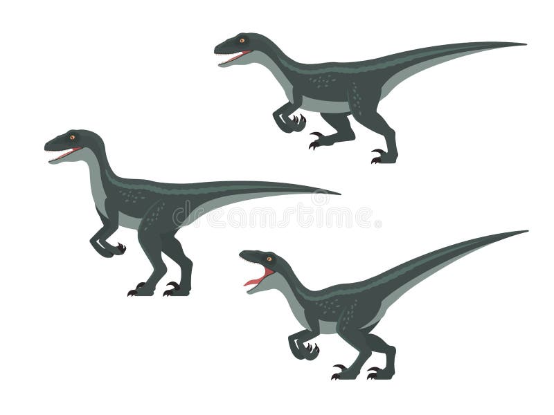 Velociraptor dinosaur set stock vector. Illustration of fast - 257575295