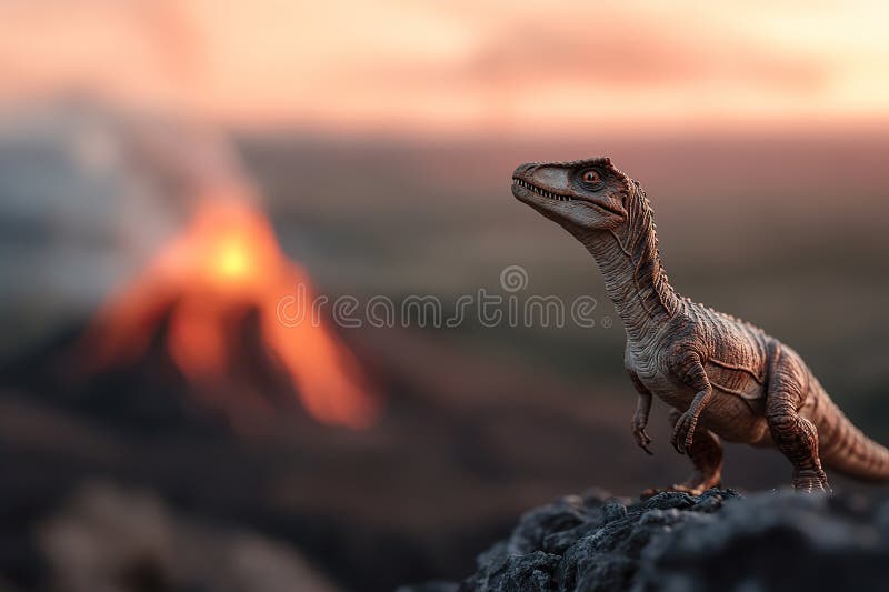 The Velociraptor Gazes from the Cliff Edge at a Distant Volcano ...