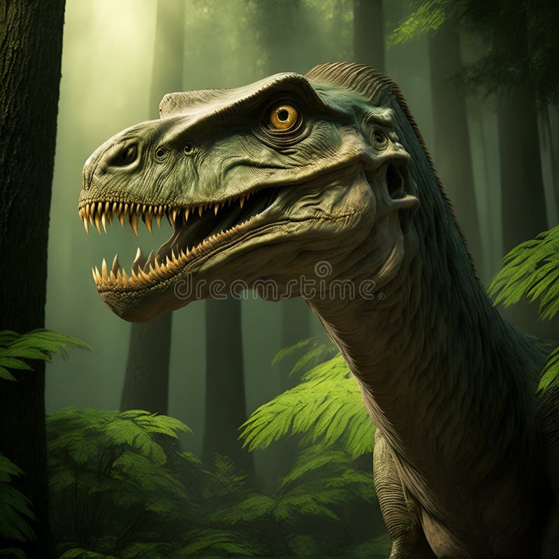 Velociraptor in the Jurassic Forest. Generative Artificial Intelligence ...